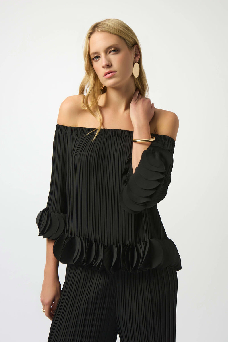 Georgette Off Shoulder Pleated Top – Rhodes Boutique